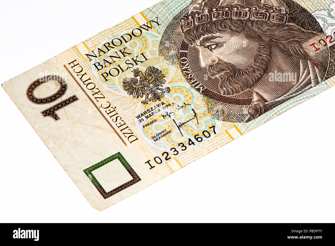 10 Polish zloty bank note. Zloty is the national currency of Poland ...