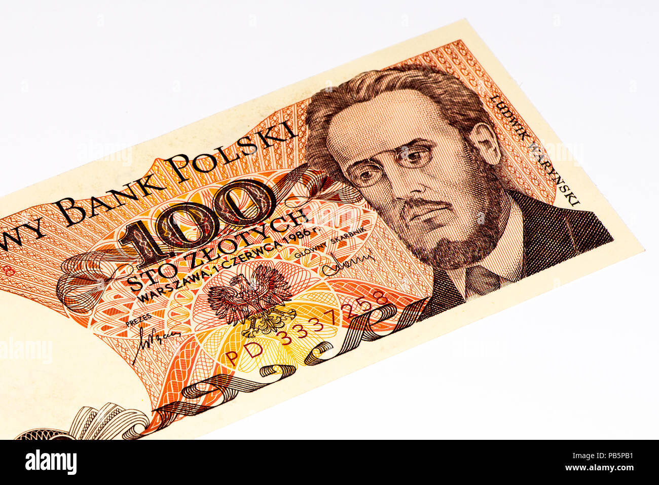 100 Polish zloty bank note. Zloty is the national currency of Poland ...