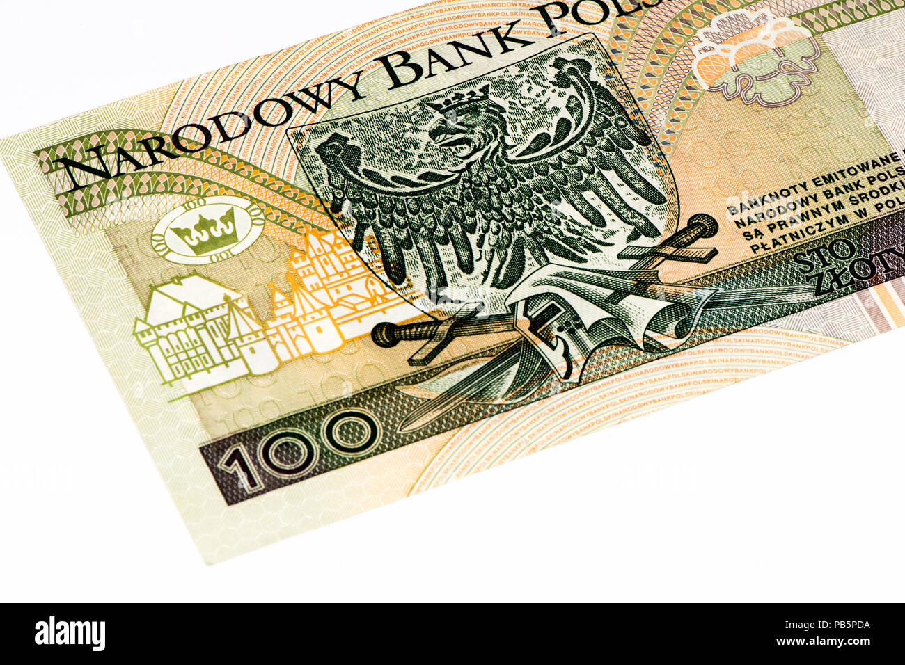 100 Polish zloty bank note. Zloty is the national currency of Poland ...