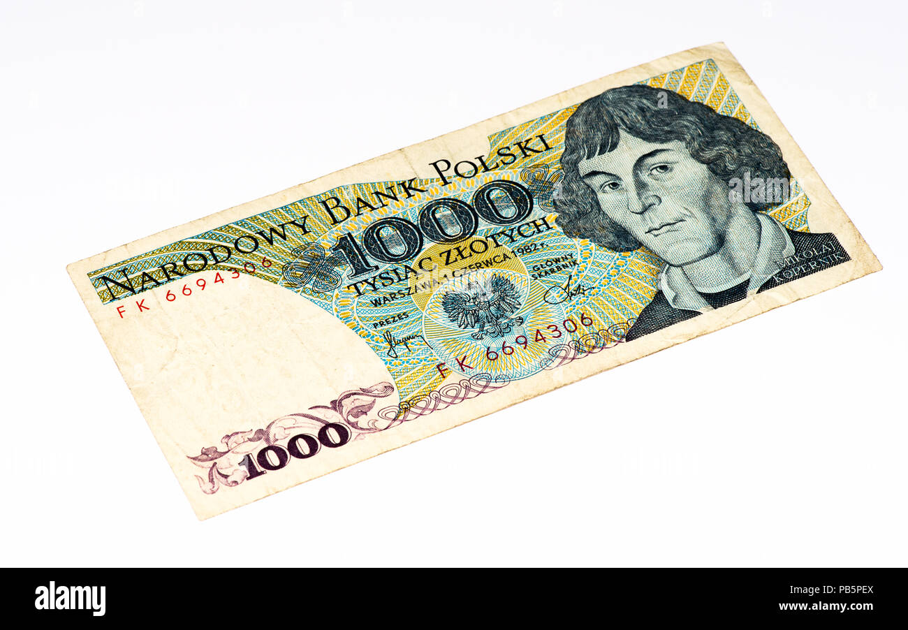 1000 Polish zloty bank note. Zloty is the national currency of Poland ...