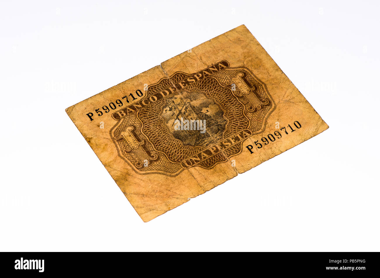 1 Spanish peseta bank note. Peso is the former currency of Spain Stock ...