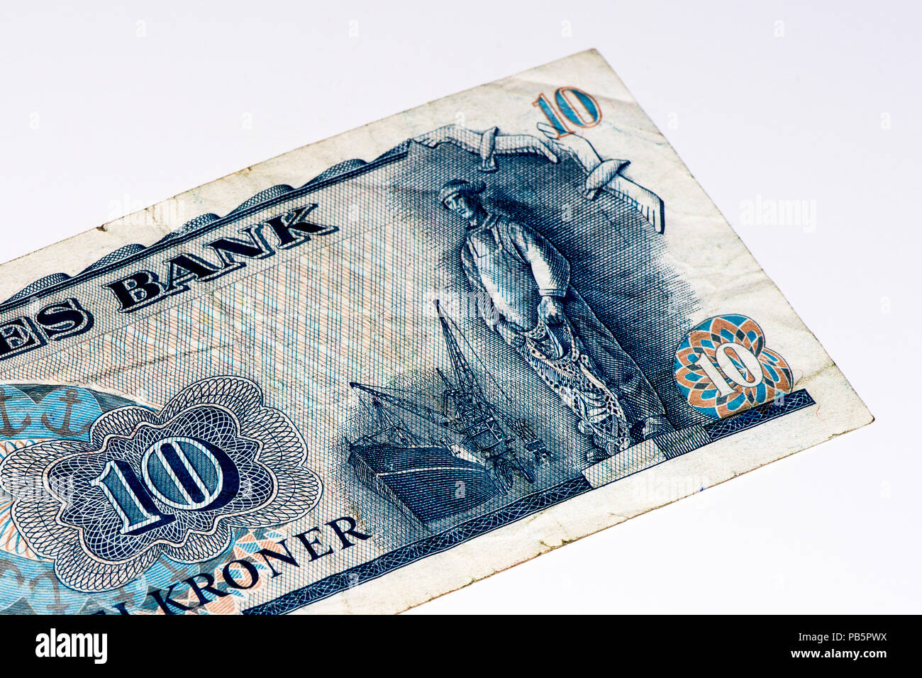 10 Norwegian krone bank note. Norwegian krone is the national currency ...