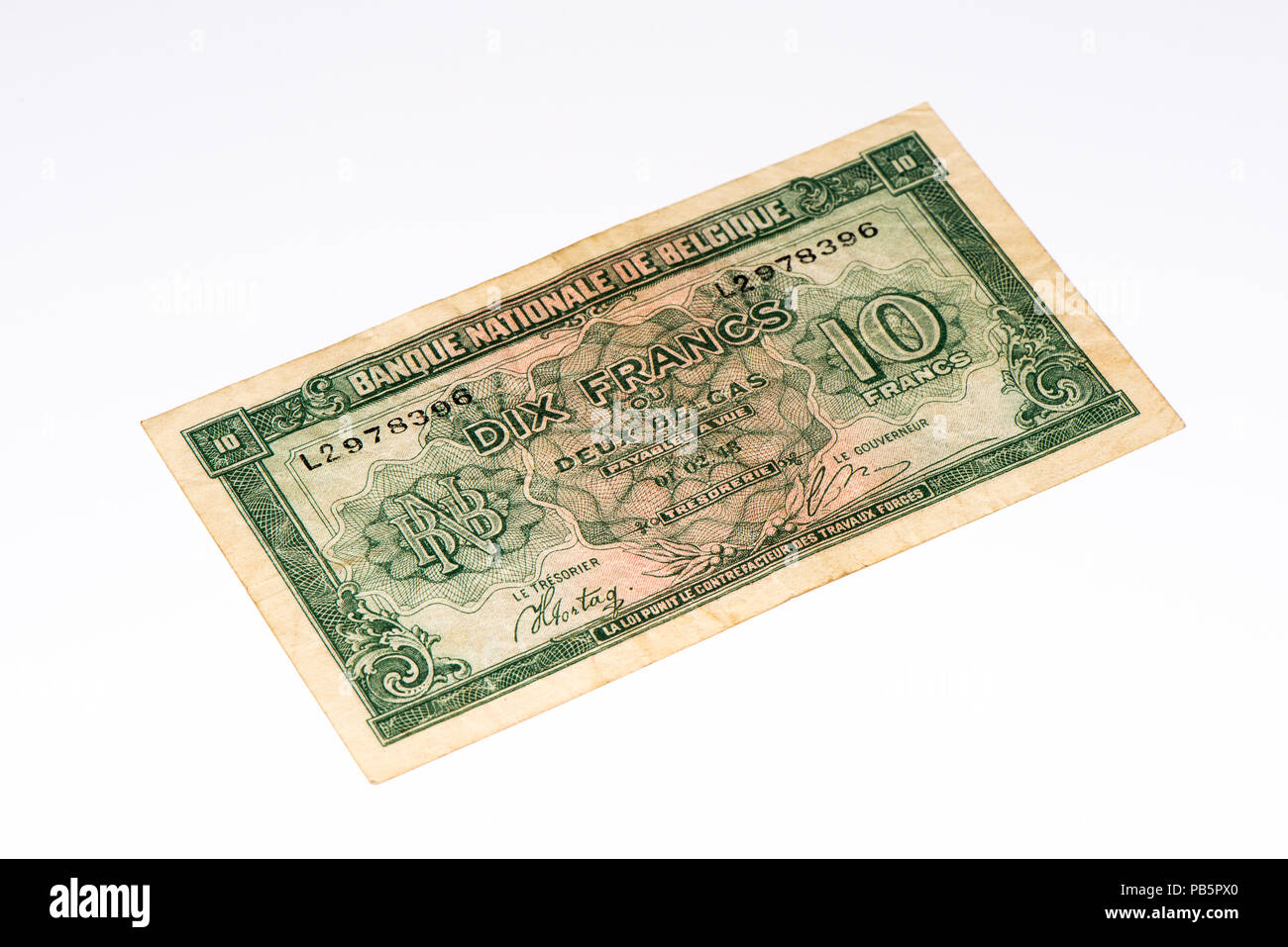 10 Belgian francs bank note. Former currency of Belgium Stock Photo - Alamy