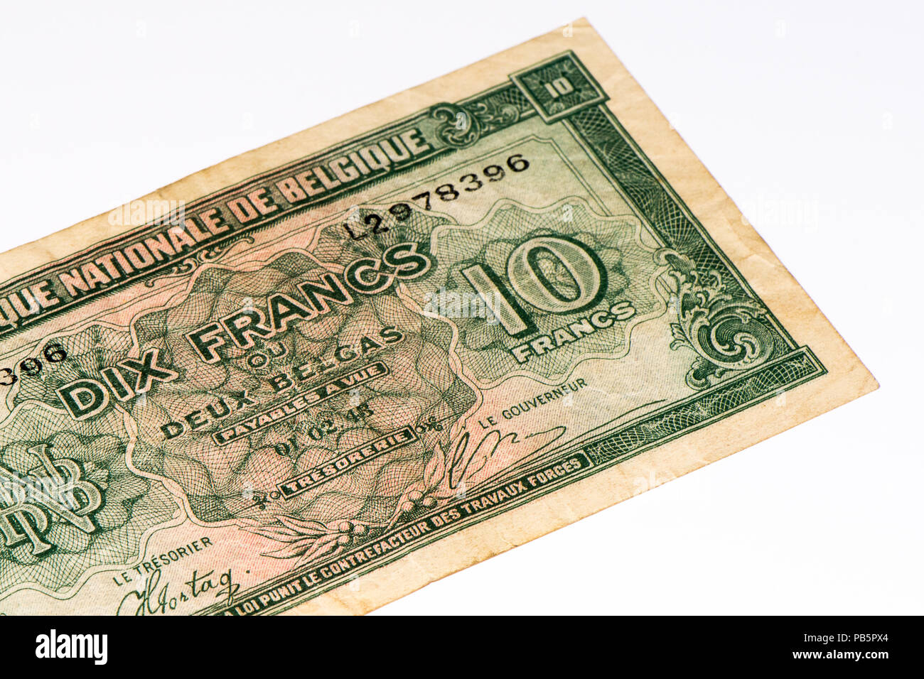 10 Belgian francs bank note. Former currency of Belgium Stock Photo - Alamy