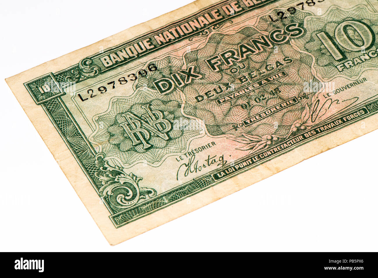 10 Belgian francs bank note. Former currency of Belgium Stock Photo - Alamy