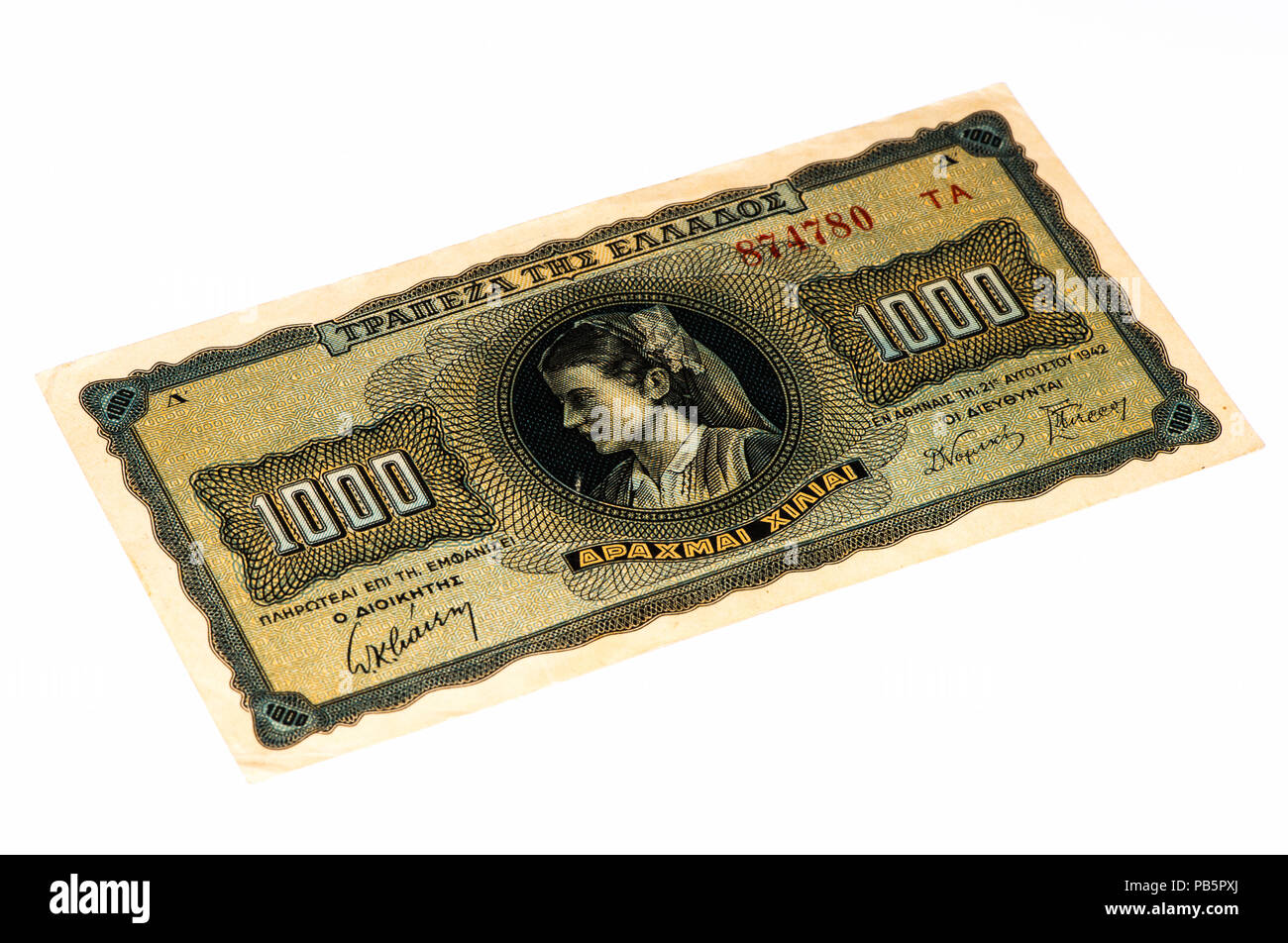 Old greek bank note Stock Photo - Alamy