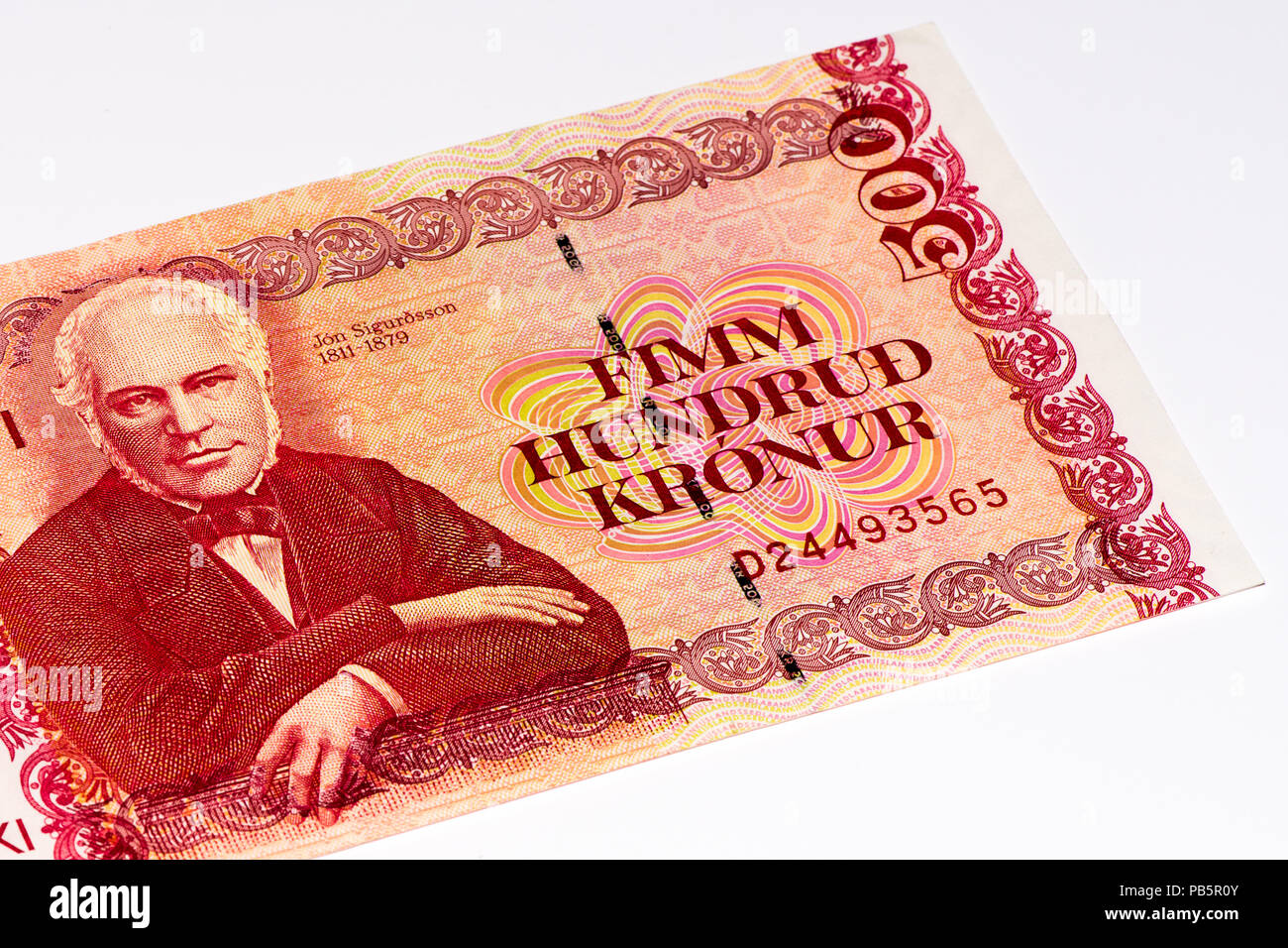 500 Icelandic kronas bank note. Icelandic krona is the national ...