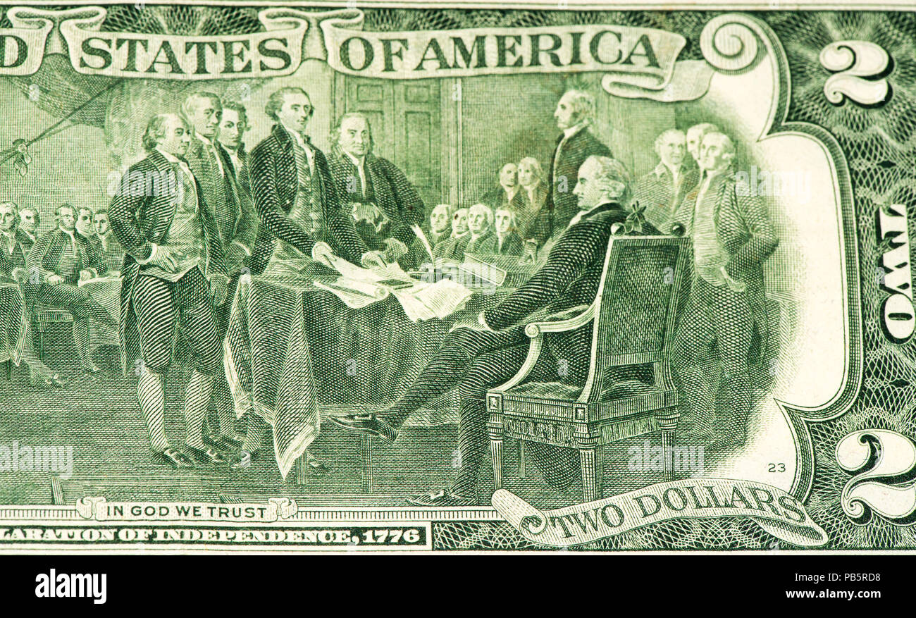 Dollars banknote jefferson signing declaration hi-res stock photography ...