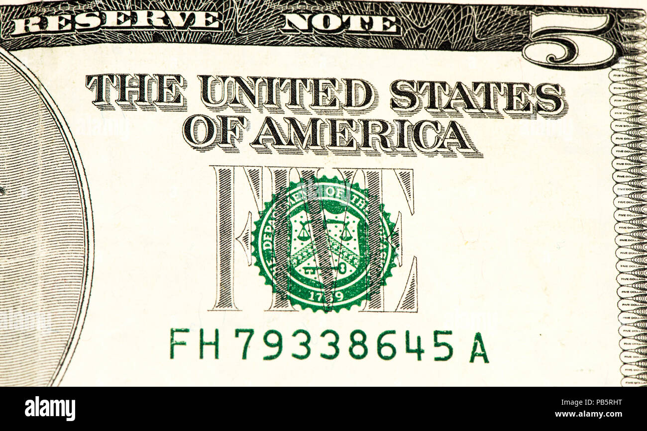 5 US dollars banknote made in 2003 Stock Photo - Alamy