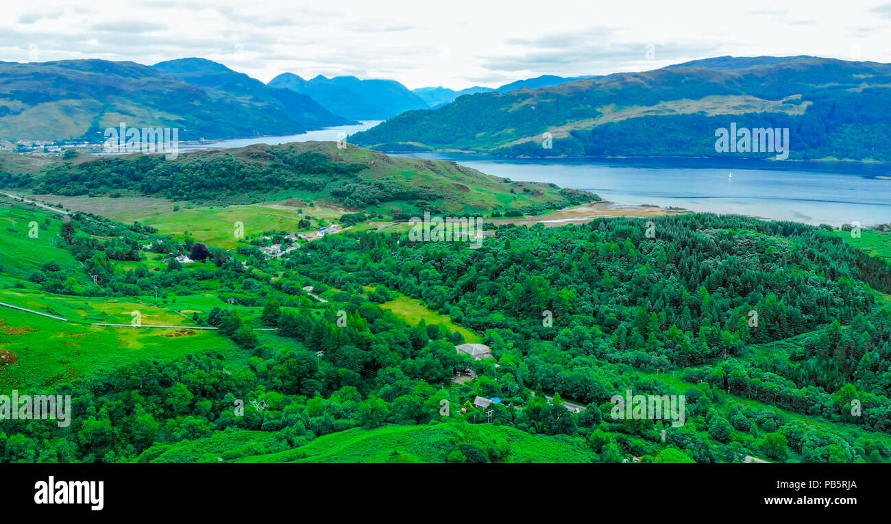 Wonderful landscape and green hills around Loch Long in Scotland Stock ...