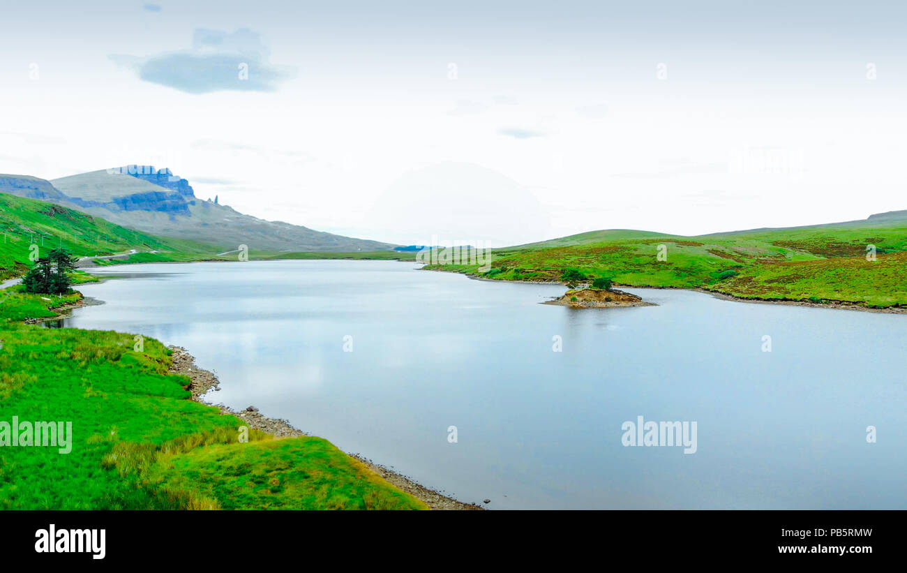 The beautiful lakes and landscape of the Isle of Skye in Scotland Stock ...