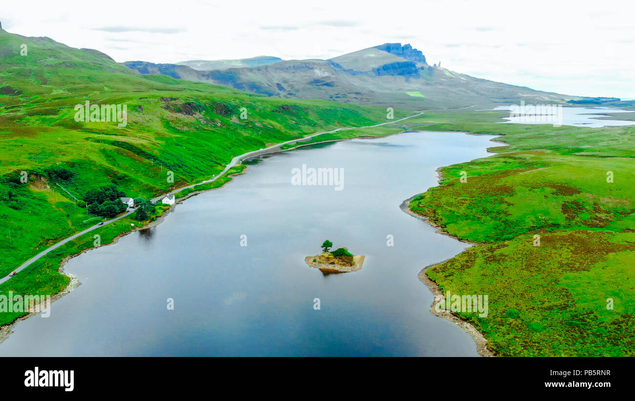 The beautiful lakes and landscape of the Isle of Skye in Scotland Stock ...