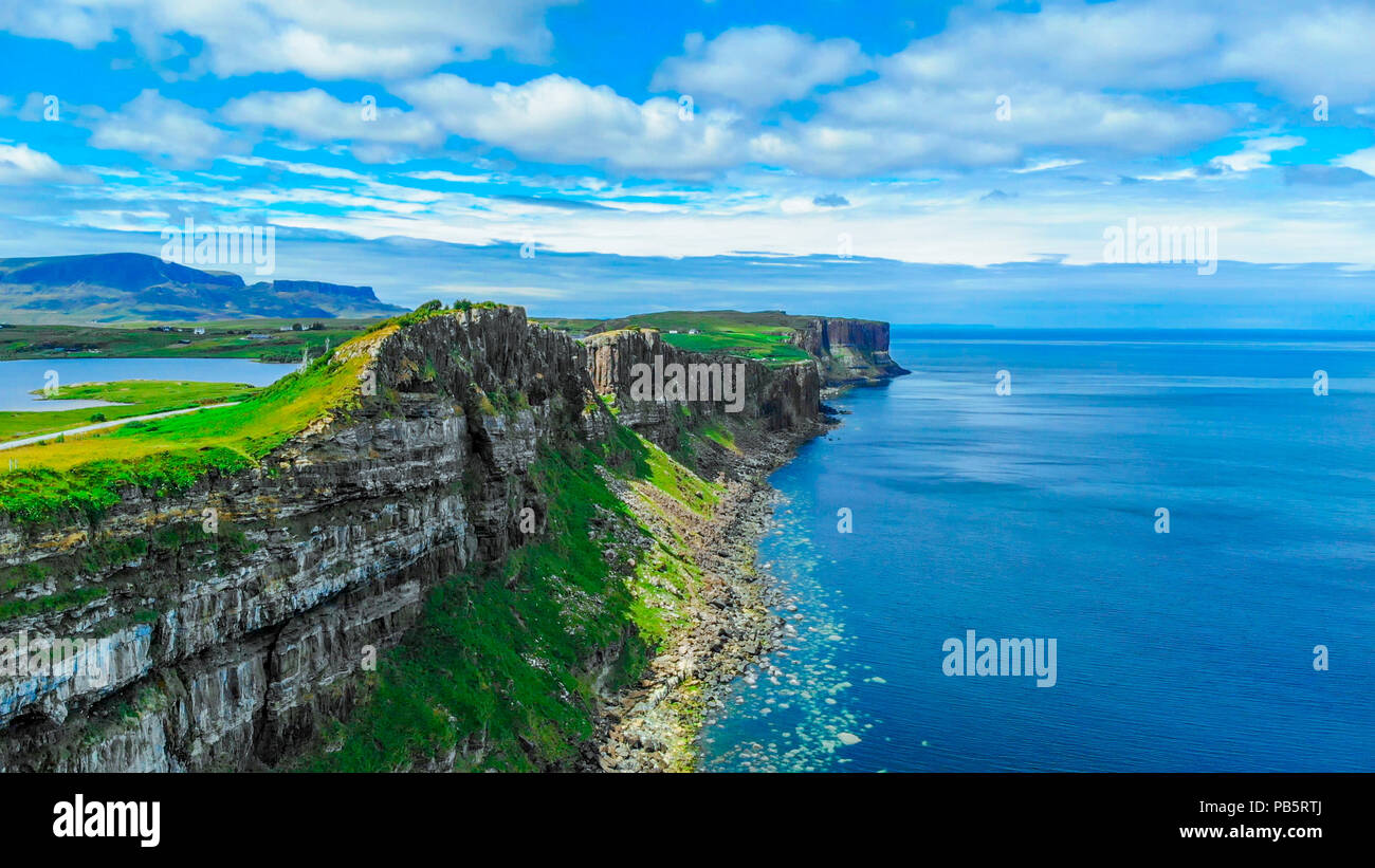 Beautiful Isle of Skye in Scotland with its green hills and rocky ...