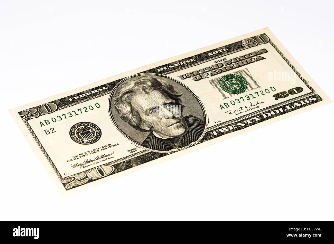 20 US dollars bank note made in 2006 Stock Photo - Alamy