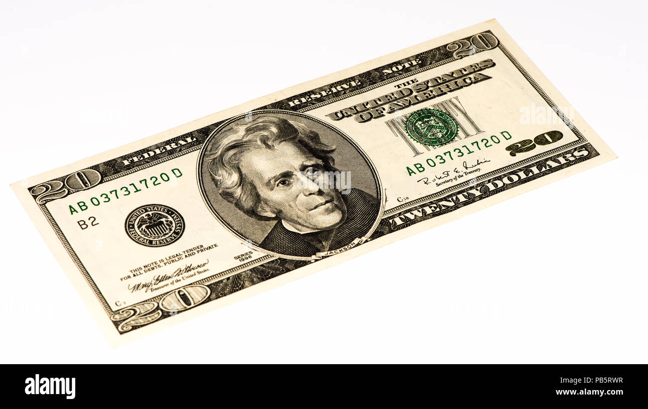 20 US dollars bank note made in 2006 Stock Photo - Alamy