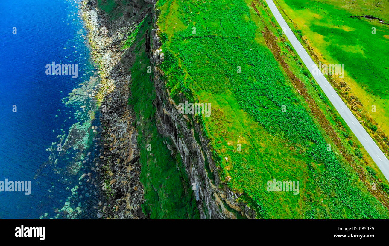 Beautiful Isle of Skye in Scotland with its green hills and rocky ...