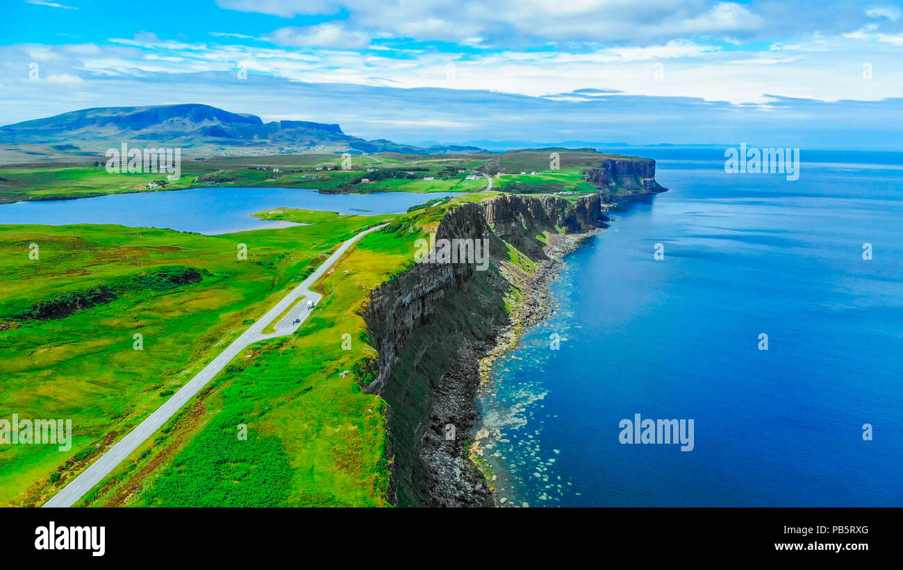 Beautiful Isle of Skye in Scotland with its green hills and rocky ...