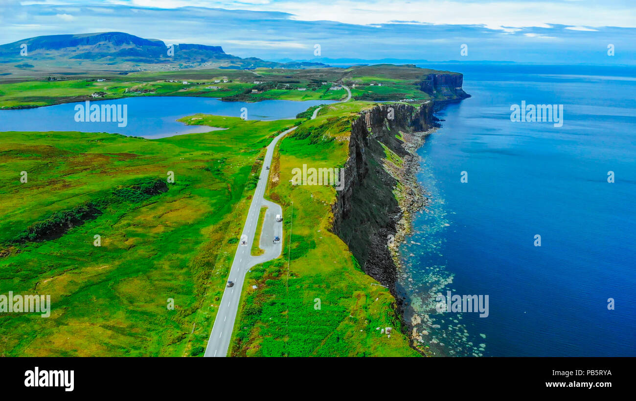 Beautiful Isle of Skye in Scotland with its green hills and rocky ...