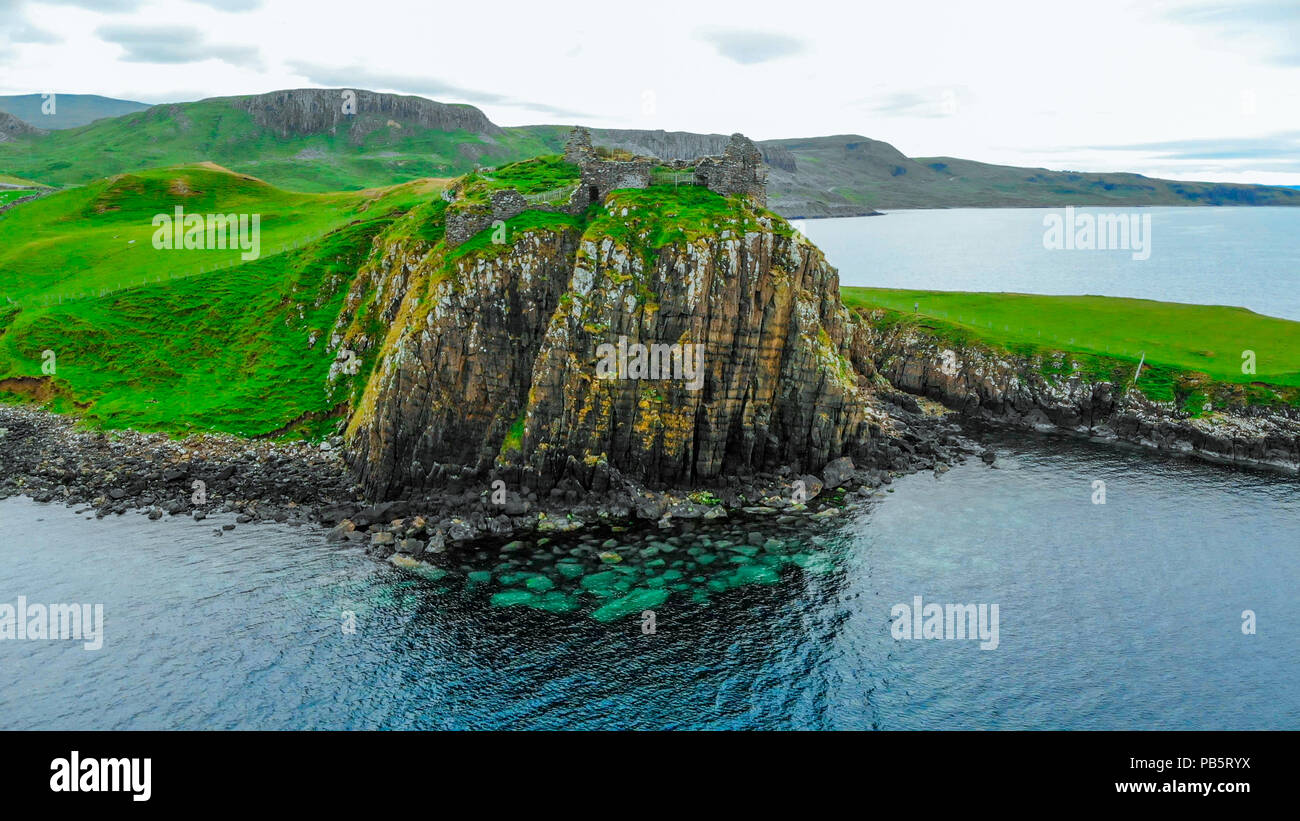 Beautiful Isle of Skye in Scotland with its green hills and rocky ...