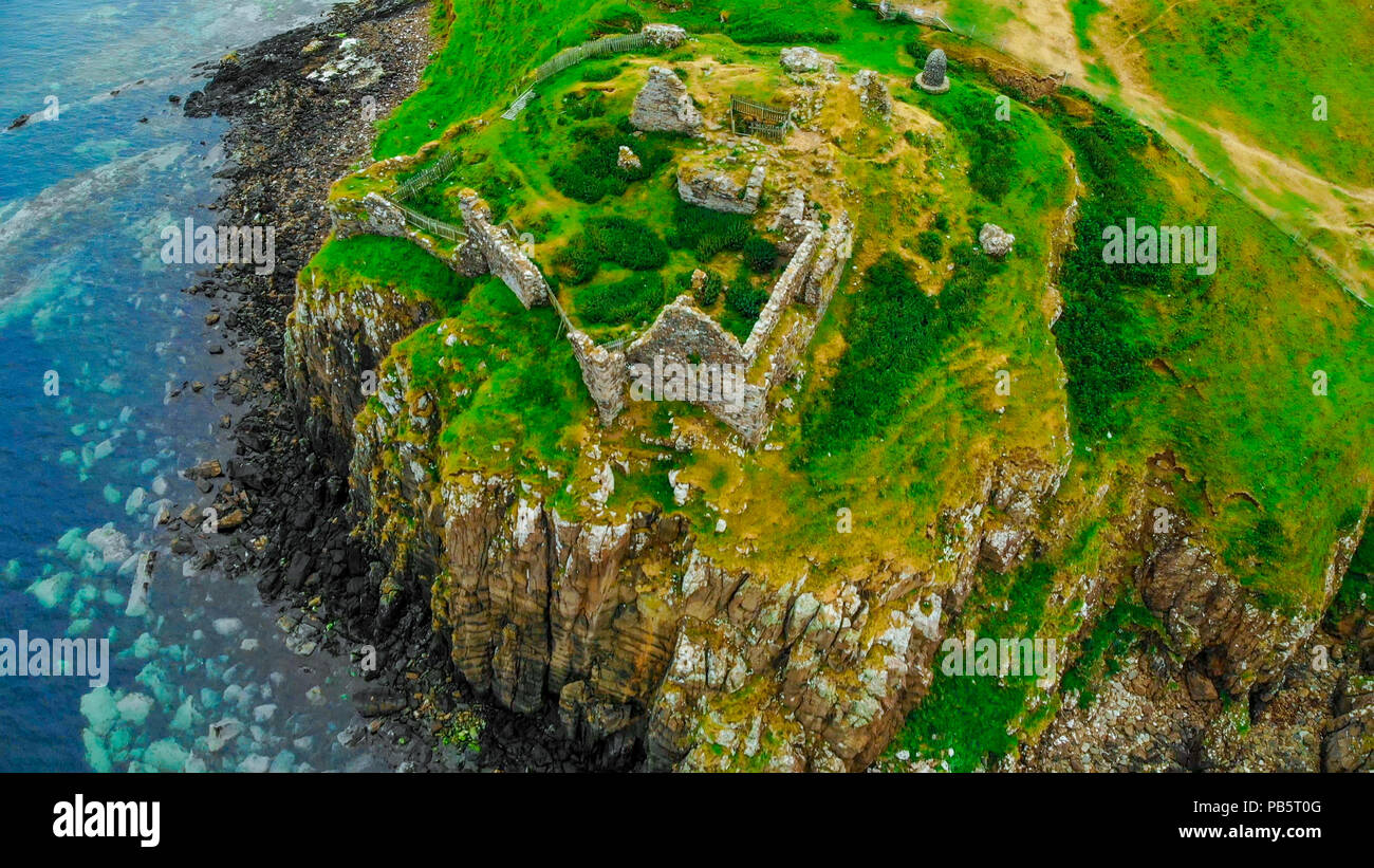The ruins of Duntulm Castle on the Isle of Skye - aerial view Stock Photo - Alamy