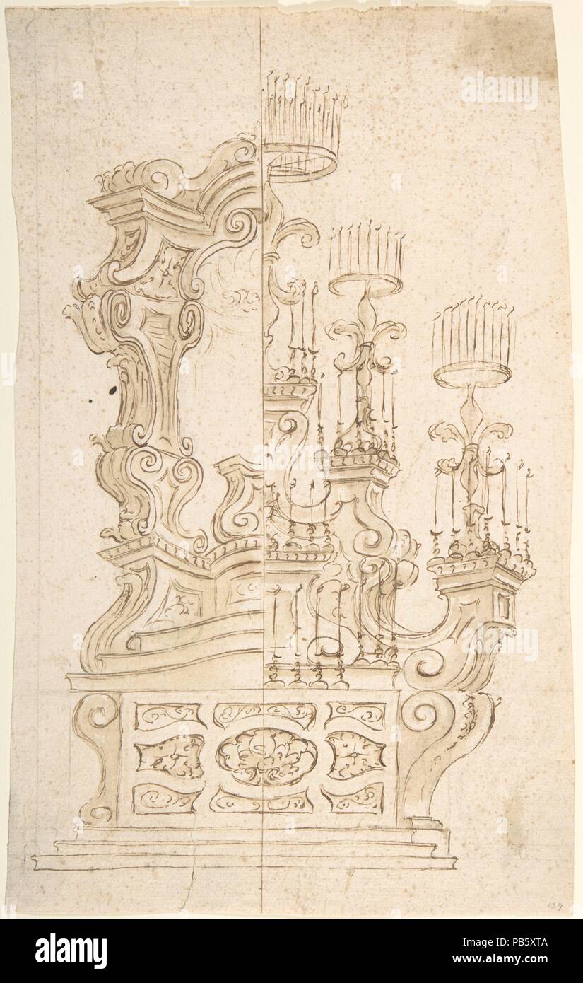 Two One Half Variant Designs for a Catafalque. Artist: Anonymous ...