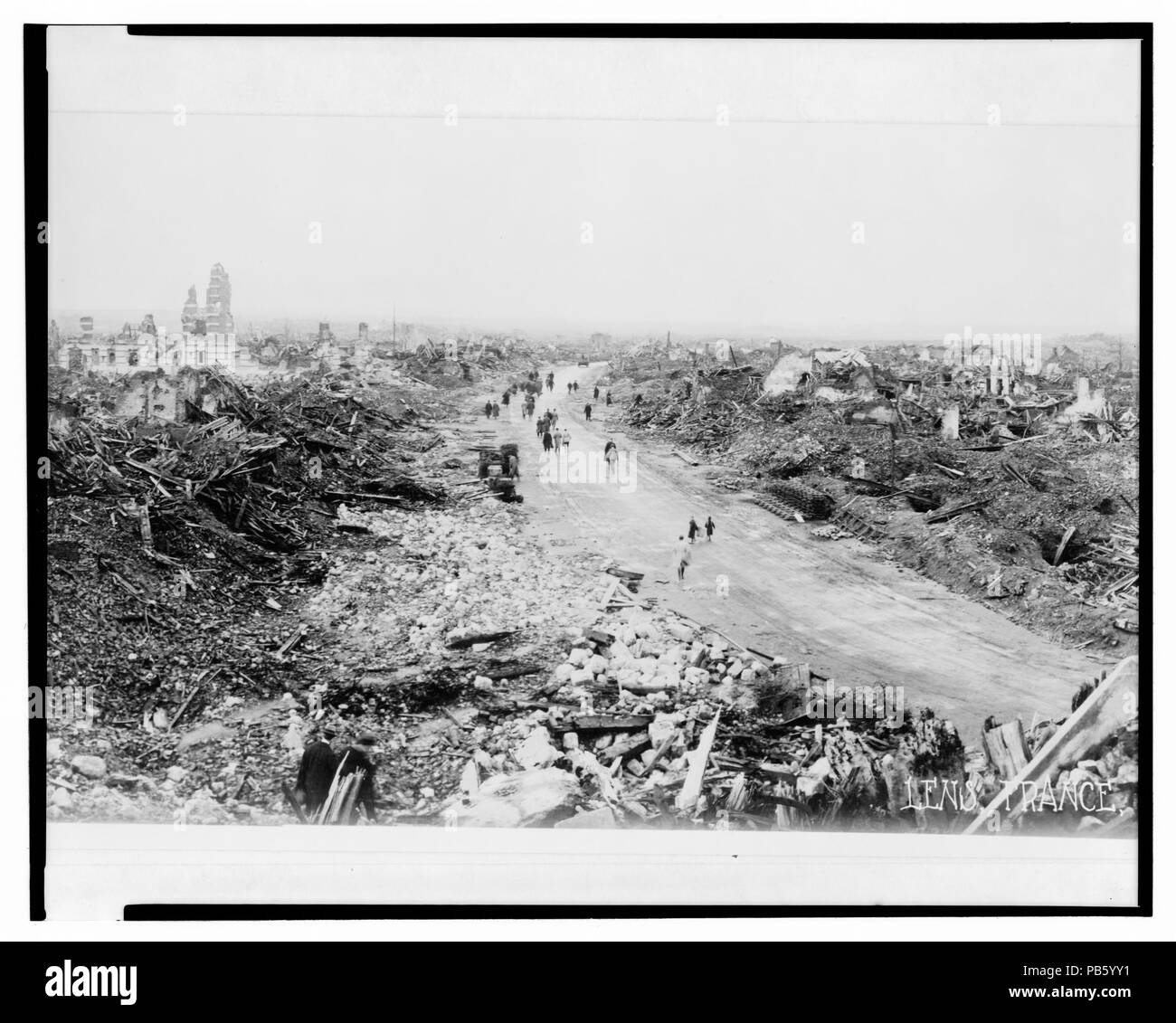 895 Lens, France, the devastated coal mining region of northern France ...