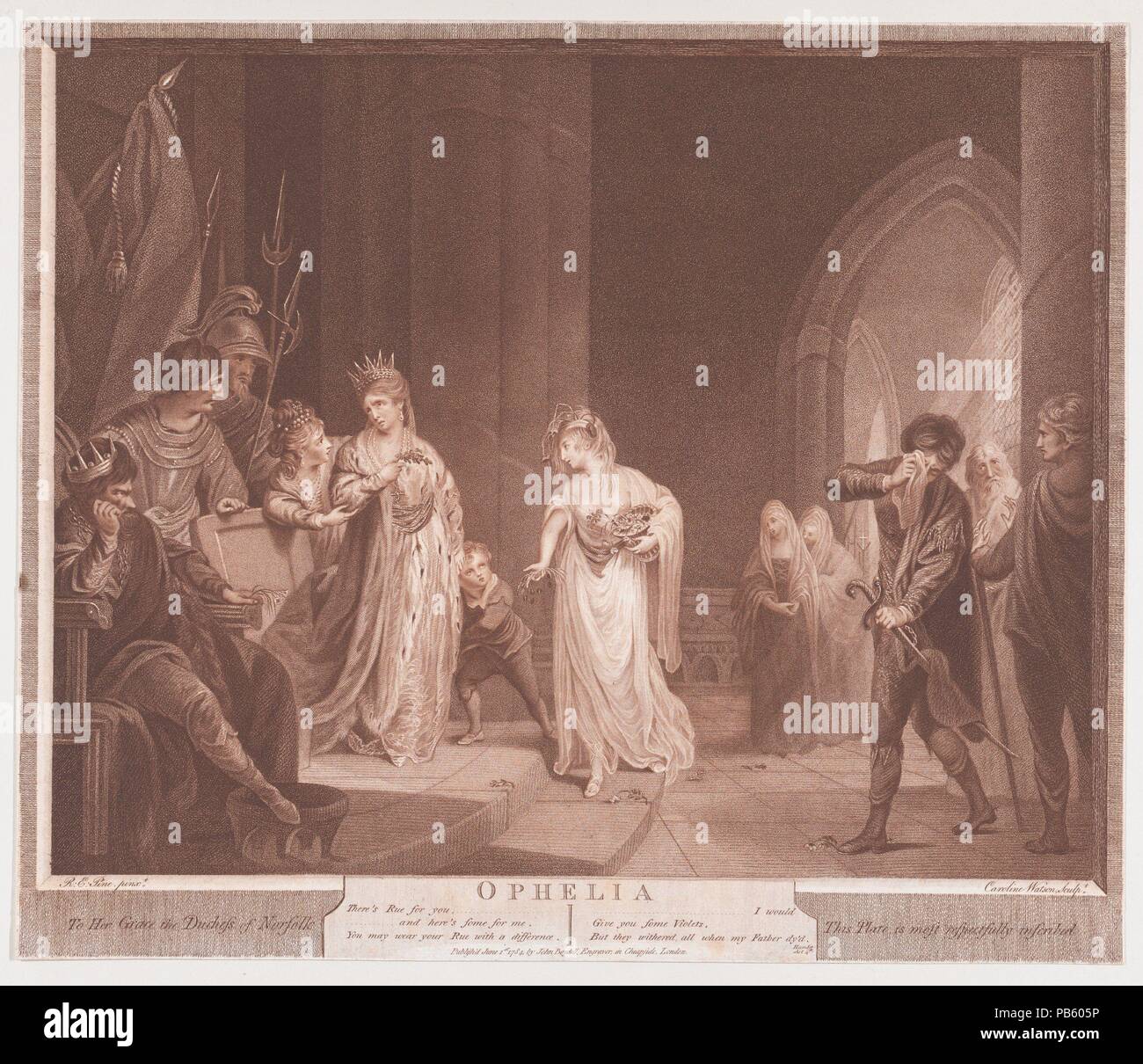 Ophelia (Shakespeare, Hamlet, Act 4, Scene 5). Artist: After Robert ...