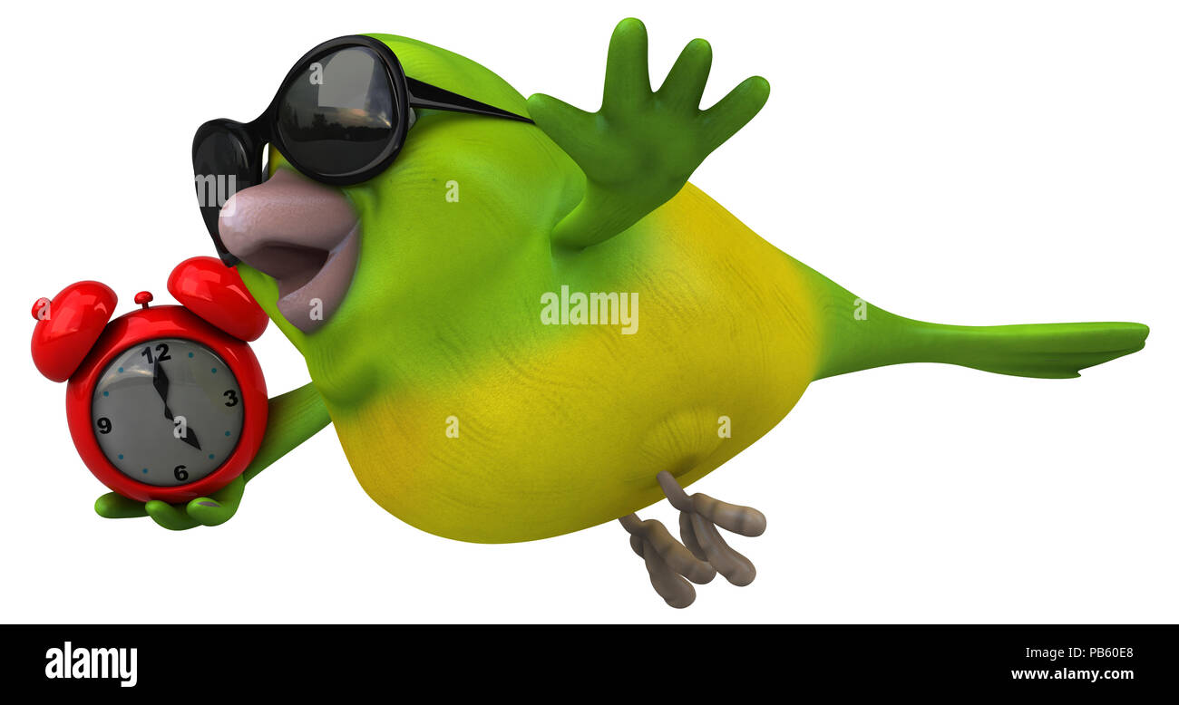 Fun green bird - 3D Illustration Stock Photo - Alamy