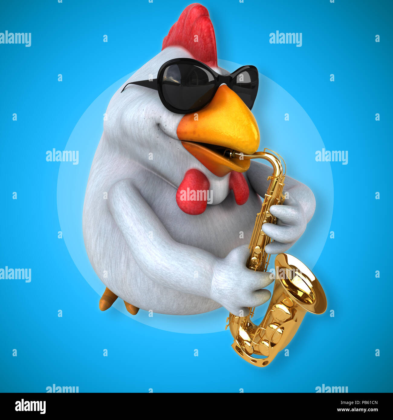 Fun chicken - 3D Illustration Stock Photo - Alamy