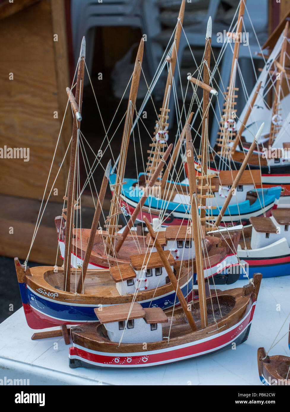 Set of mini size colorful model boats Stock Photo - Alamy