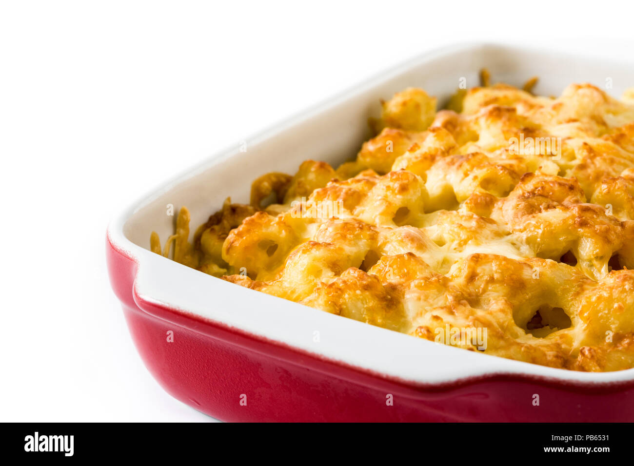 Typical American macaroni and cheese isolated on white background Stock ...