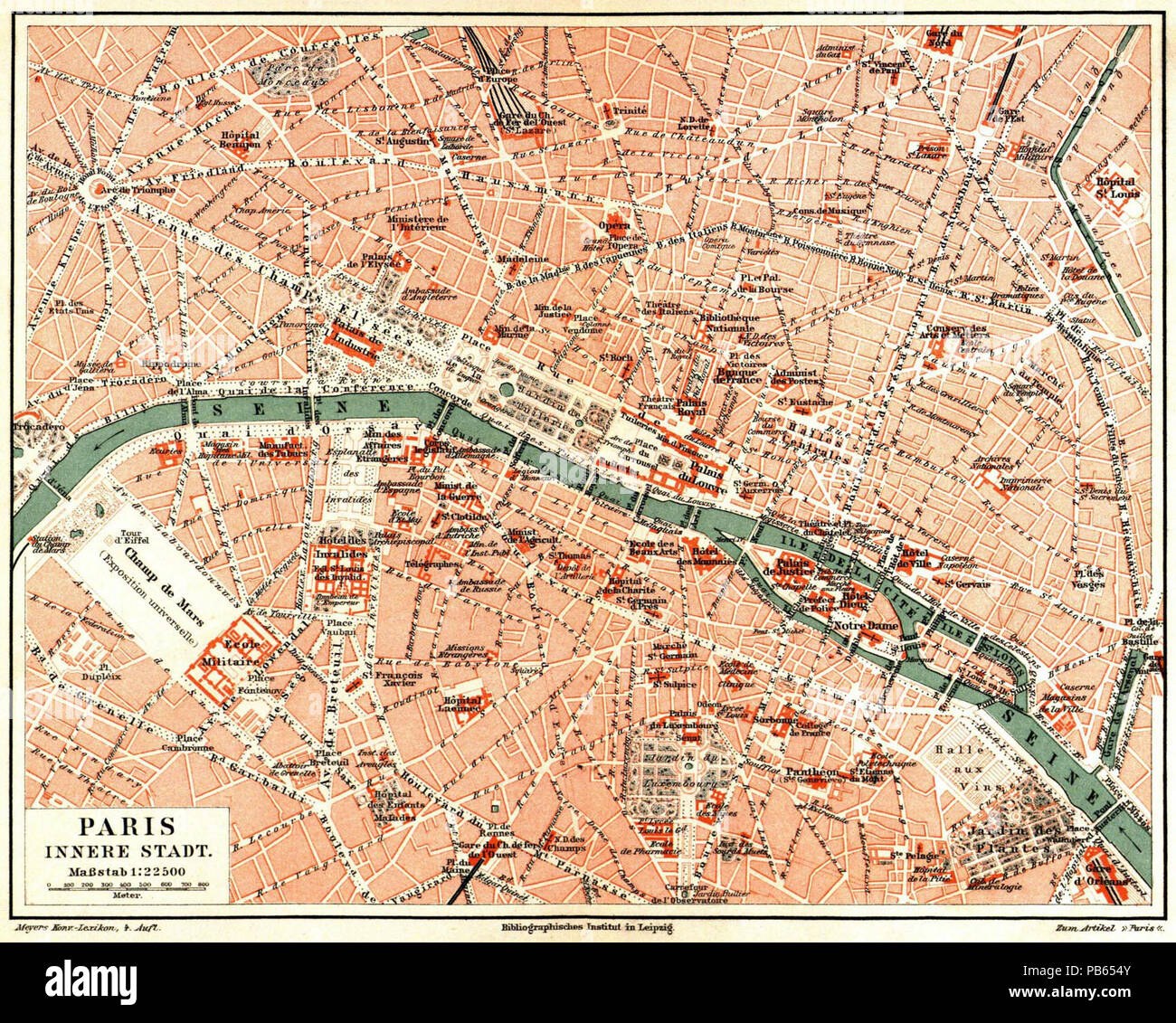 . Deutsch: Stadtplan „Paris, innere Stadt“ (1 : 22 500) . from 1885 ...