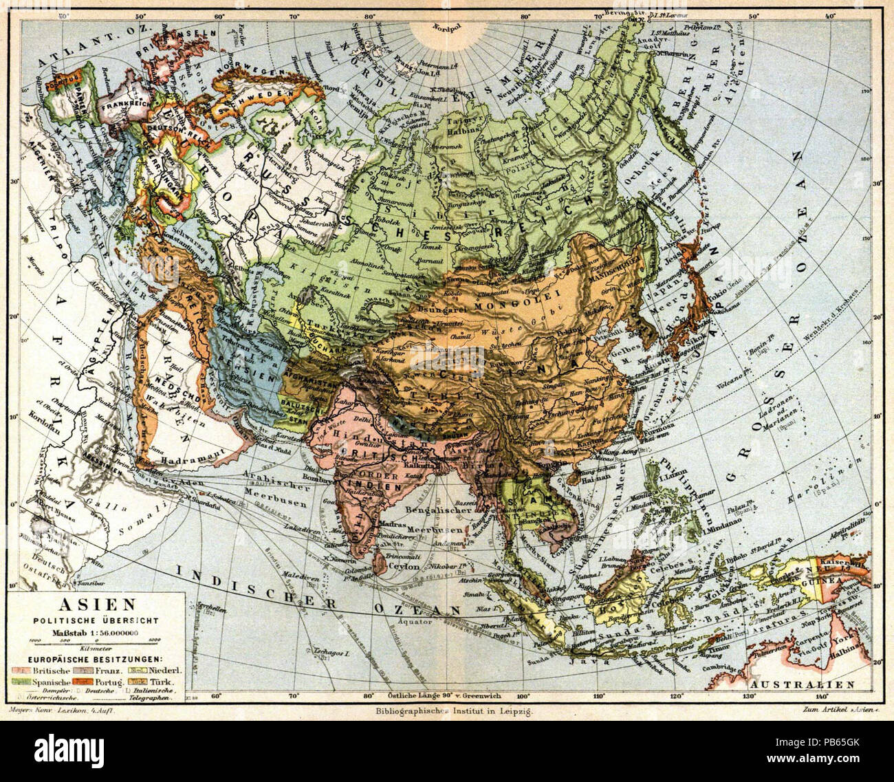 1890 map of asia hi-res stock photography and images - Alamy