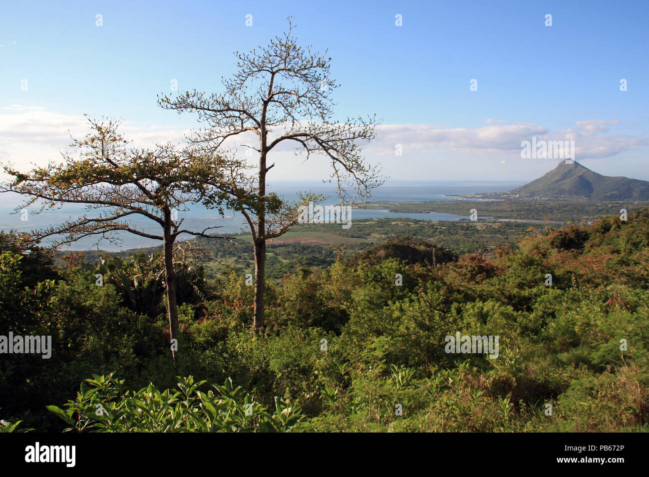 Scenic view at the Tamarin Bay at the western coast of Mauritius with ...