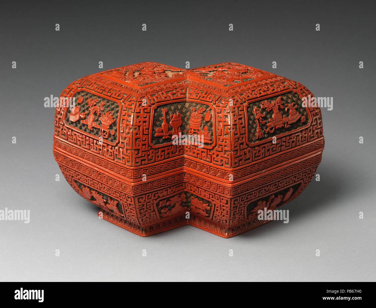 Carved lozenge box. Culture: China. Dimensions: W. 13 1/8 in. (33.3 cm ...