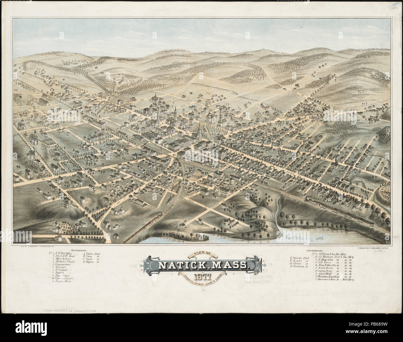 1082 Natick 1877 aerial map Stock Photo - Alamy