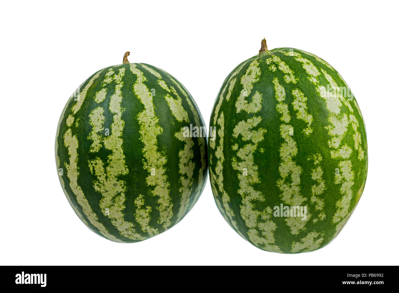 striped watermelon of different size isolated on white background Stock ...