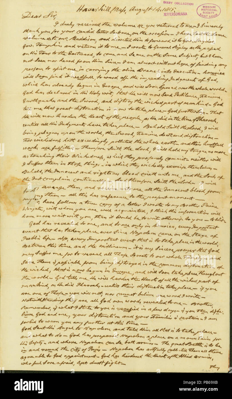 915 Letter signed William Wingate, Haverhill, Massachusetts, to Thomas ...