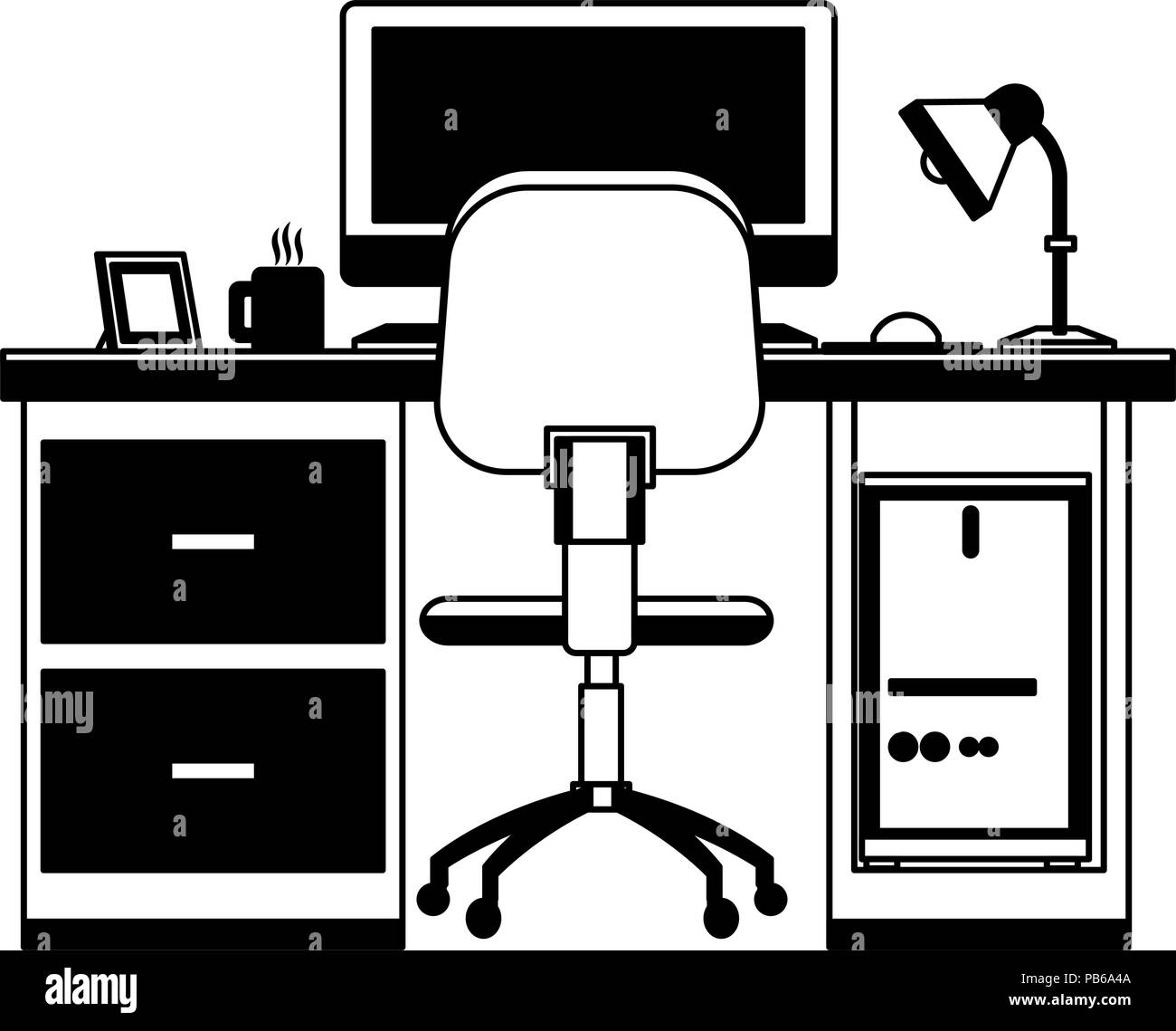 Office with PC on desk vector illustration graphic design Stock Vector ...