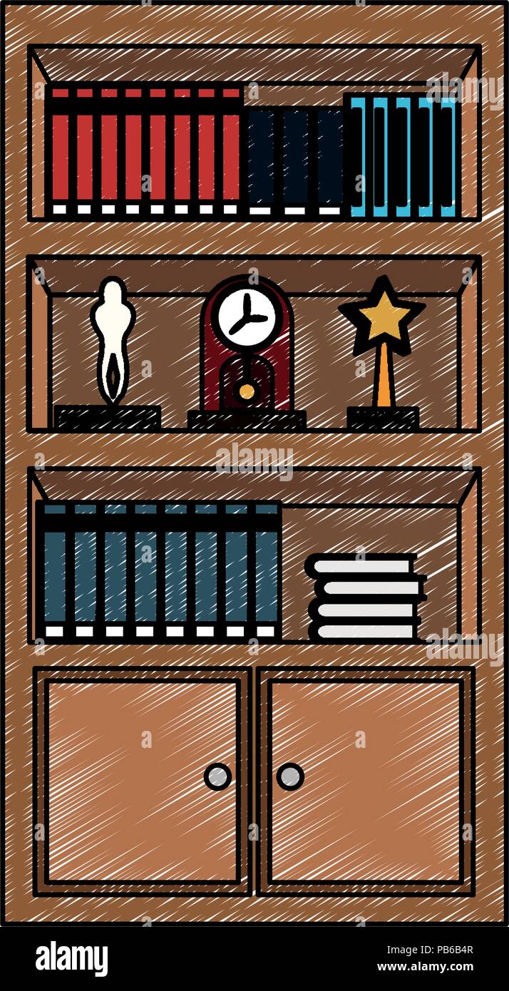 Wooden library with books vector illustration graphic design Stock ...