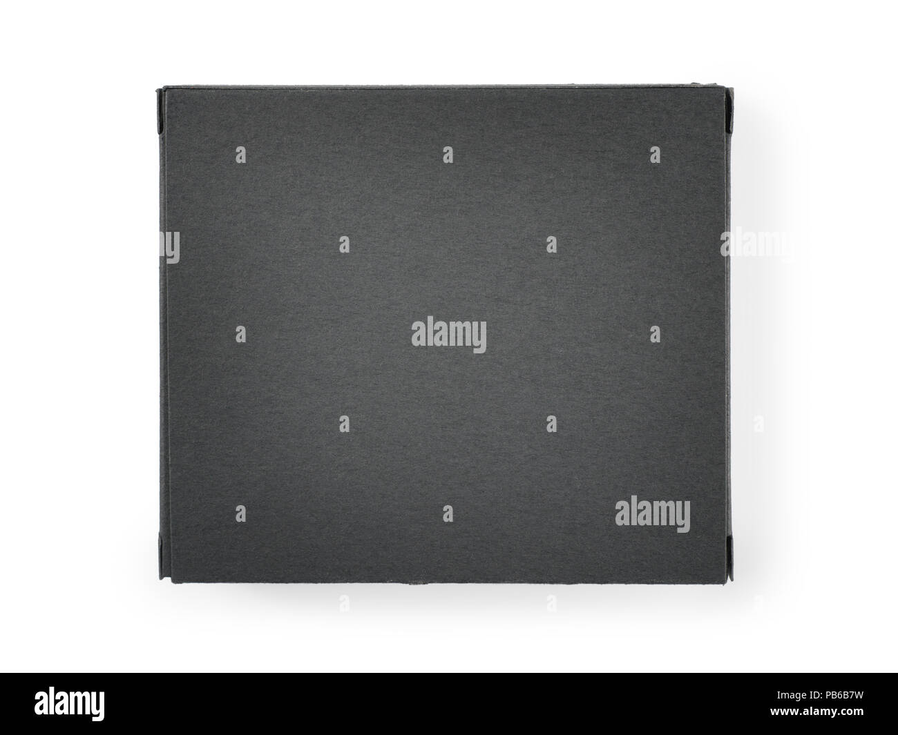 Closed black cardvoard box top view. Isolated on white Stock Photo - Alamy