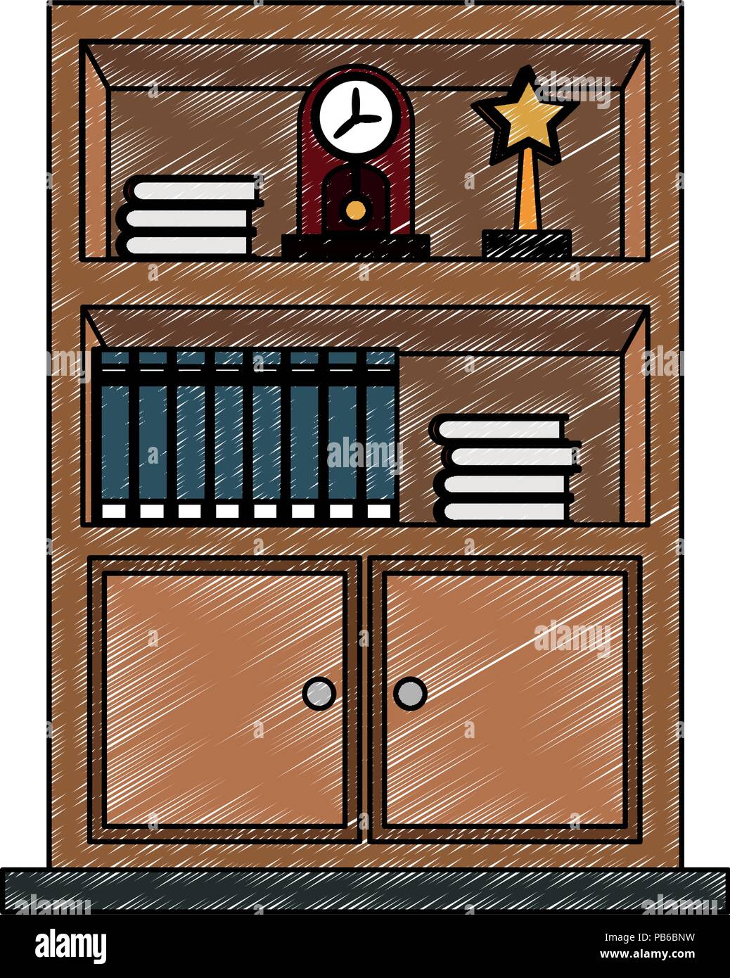 Wooden library with books vector illustration graphic design Stock ...