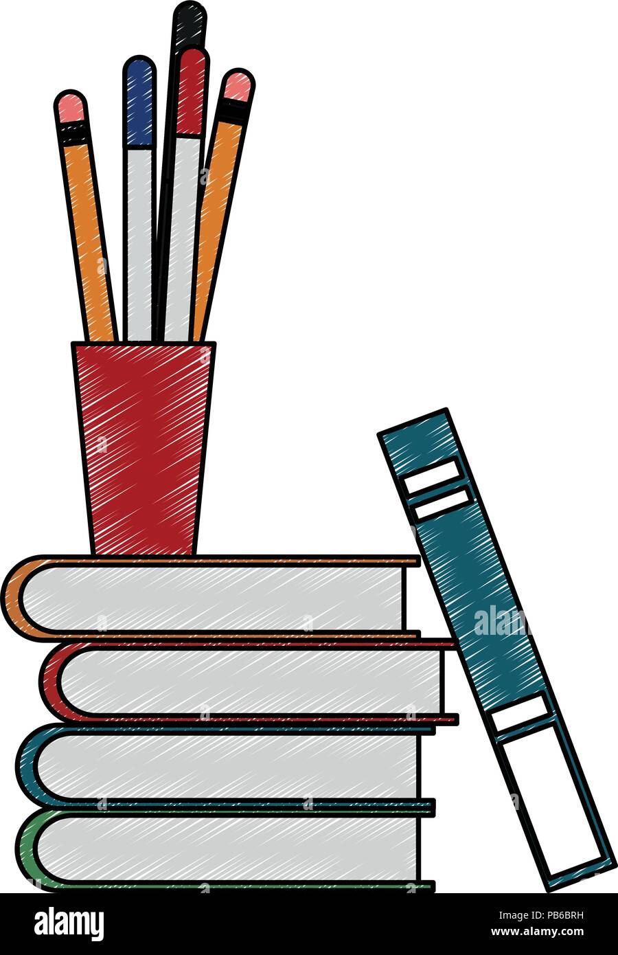 Books and cup with pens vector illustration graphic design Stock Vector ...