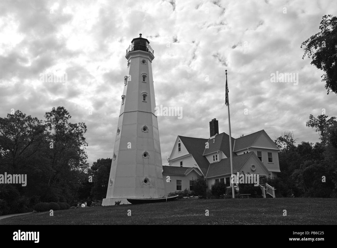 The 1887 tower and keepers house at the North Point Light Station north ...