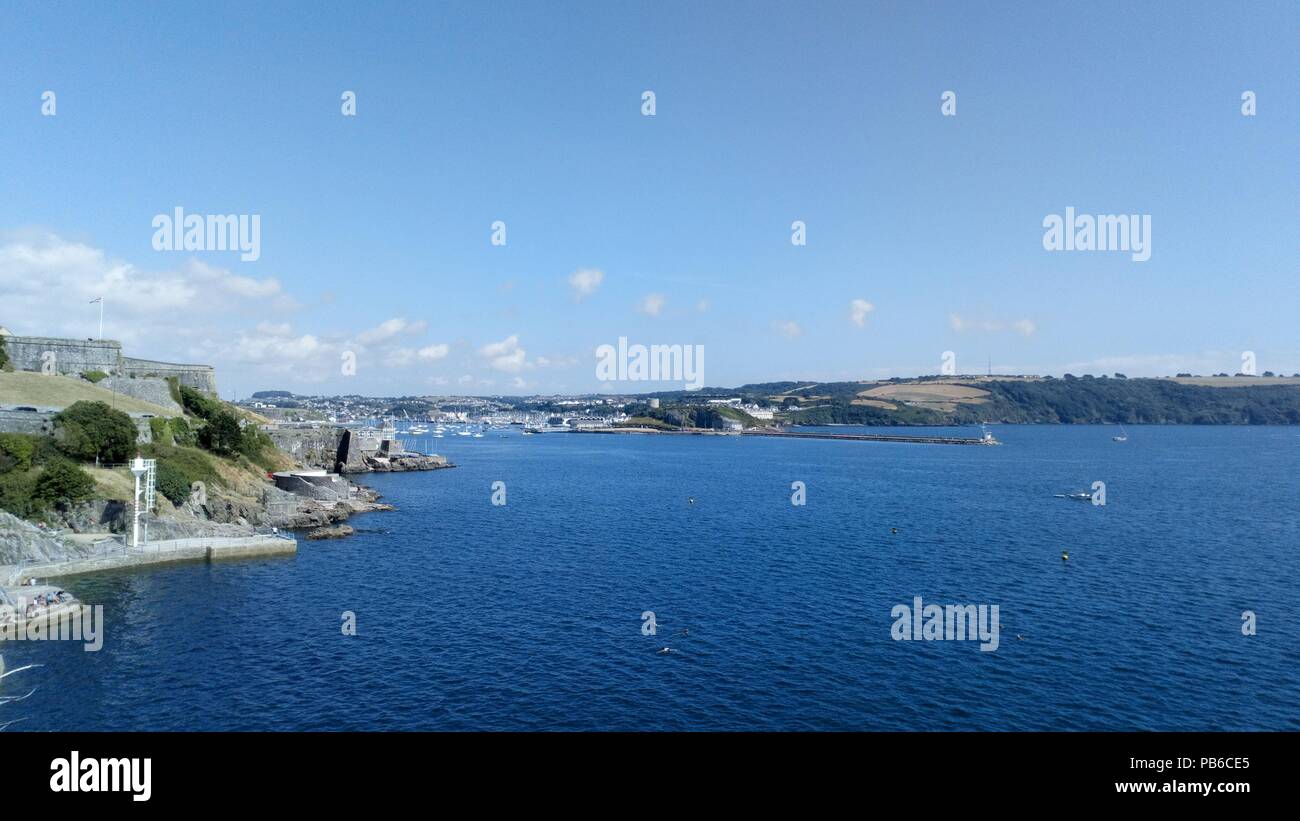 A view of Mount Batten (right) and the Royal Citadel (left), Plymouth ...