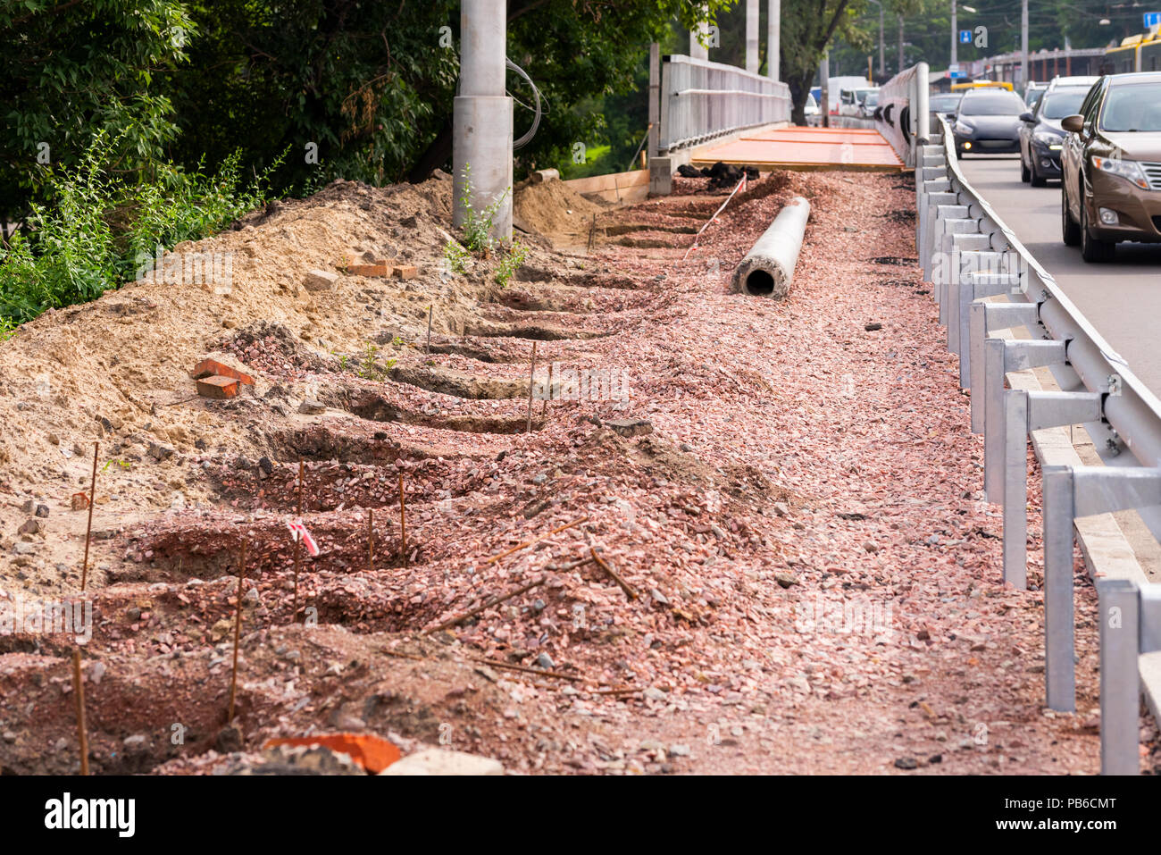 repair of the sidewalk Stock Photo - Alamy