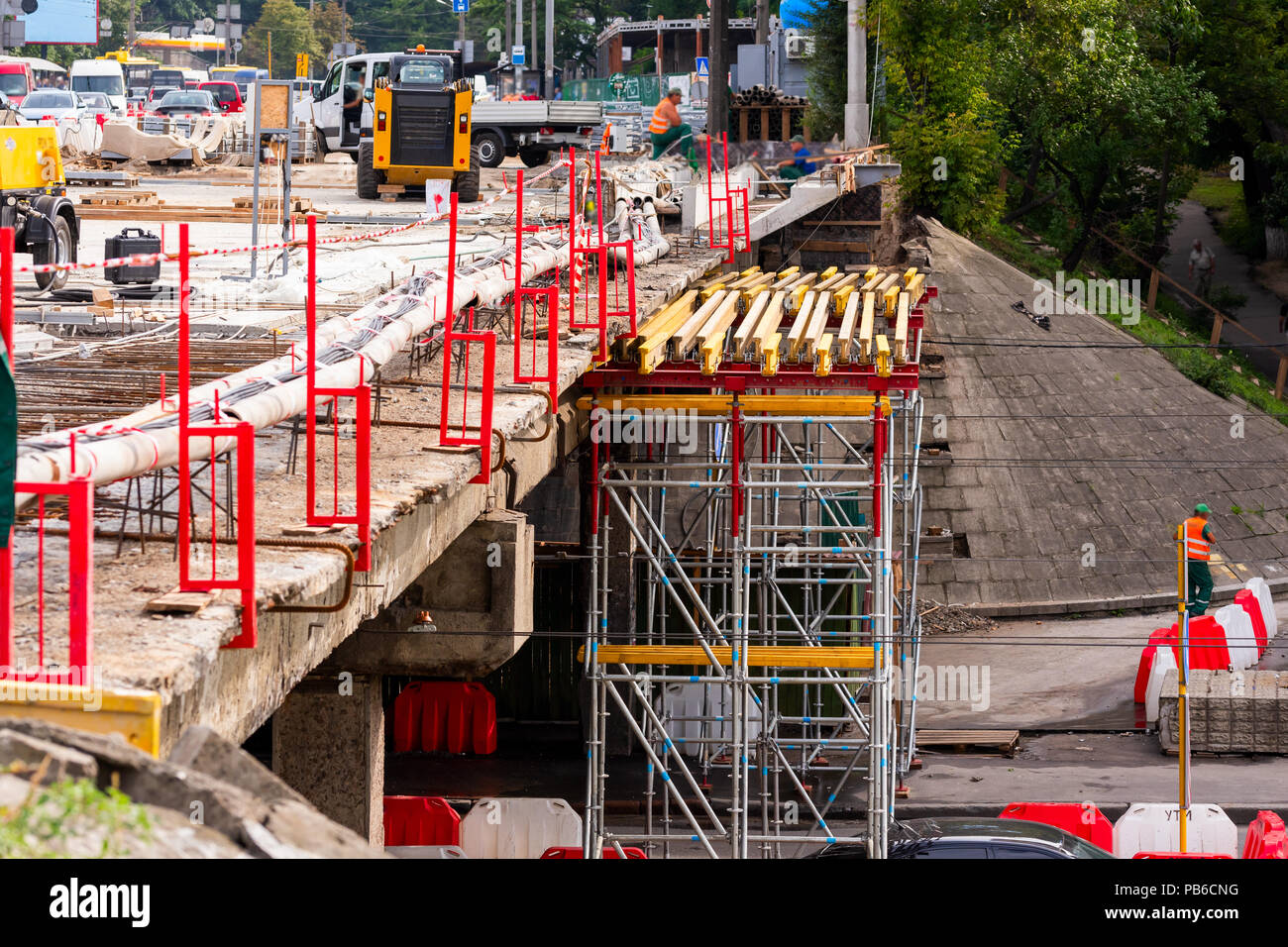 road repair of a motorway with scaffolding Stock Photo - Alamy