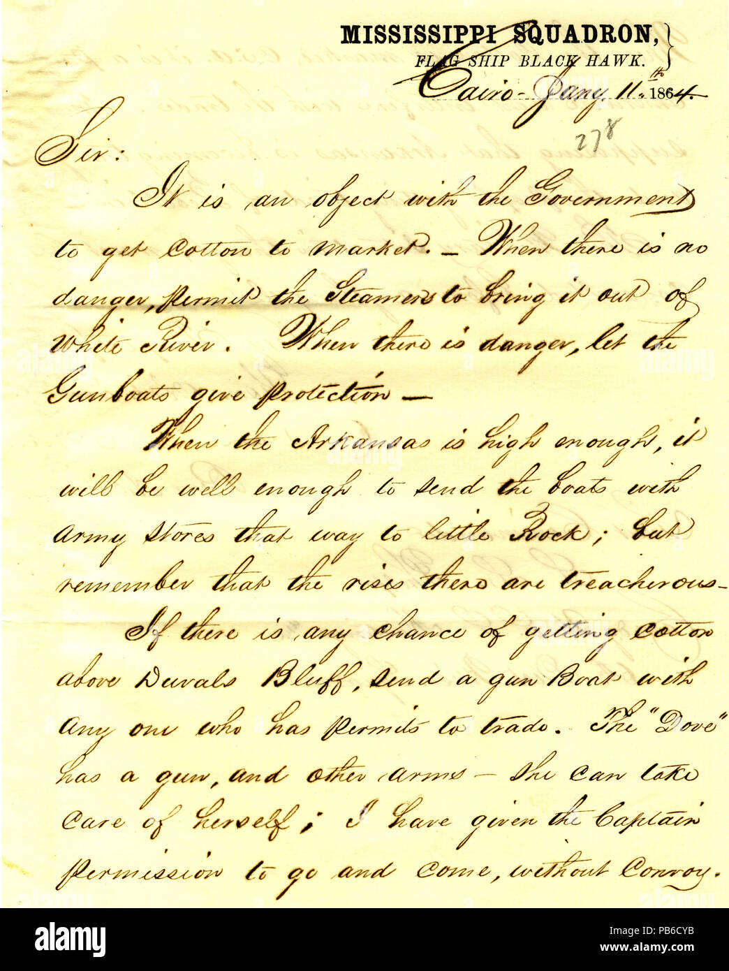 900 Letter from David D. Porter, U.S.S. Black Hawk, Cairo, Illinois, to ...