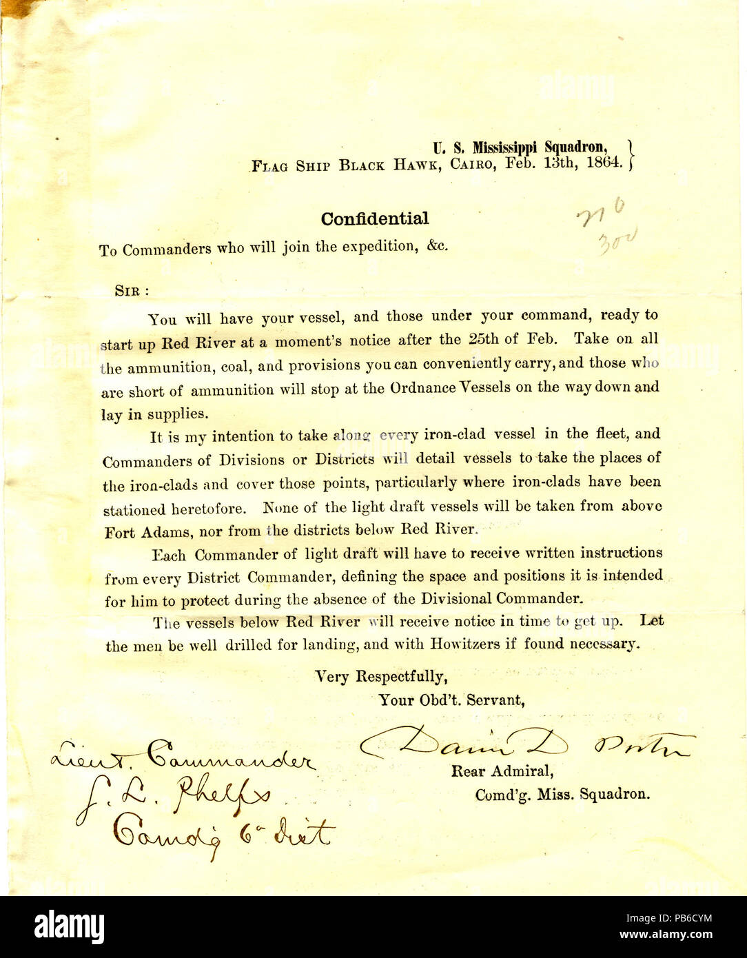 900 Letter from David D. Porter, U. S. S. Black Hawk, Cairo, Illinois ...