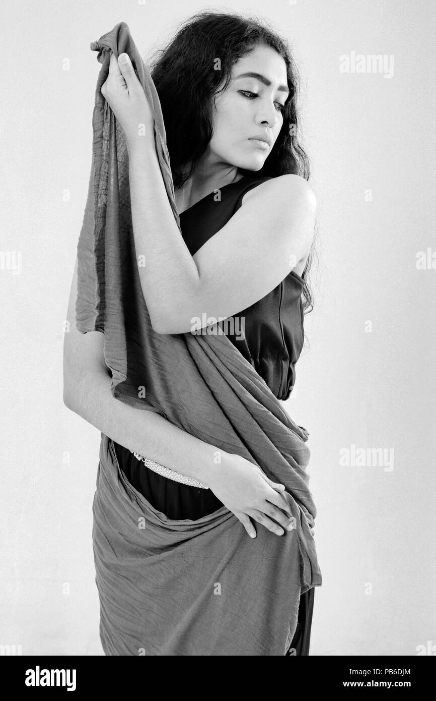 17 years old teenager girl, with long curly dark hair, brown eyes and ...